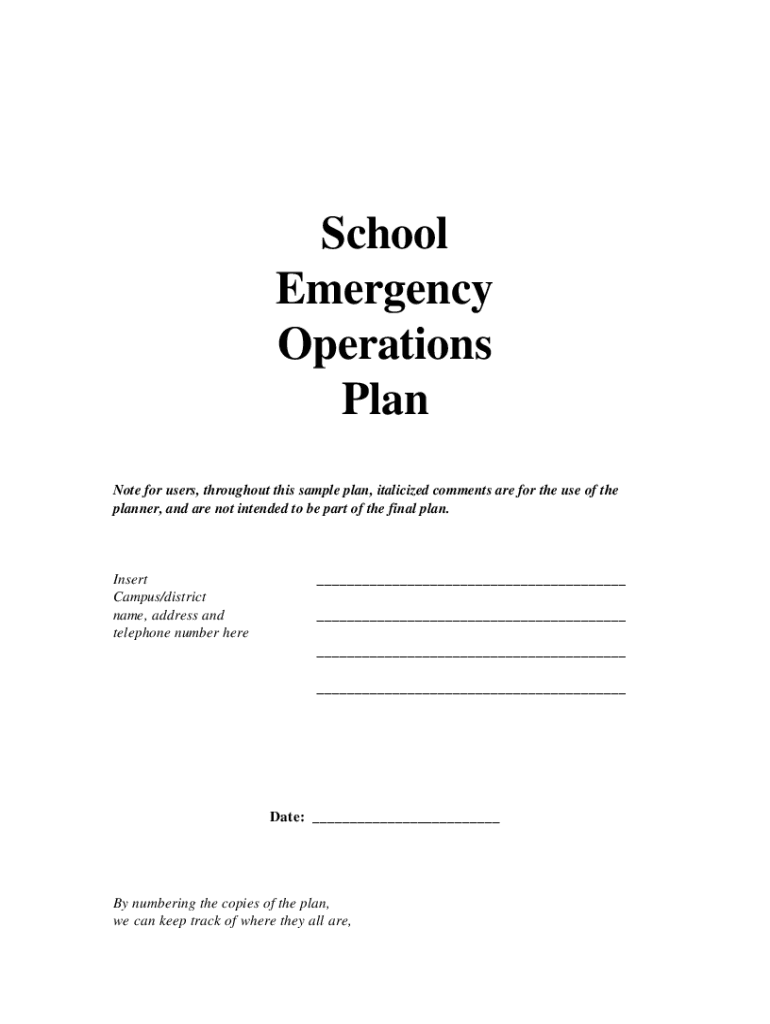 Fillable Online Emergency Planning Template & Assessment Tool Fax Email ...
