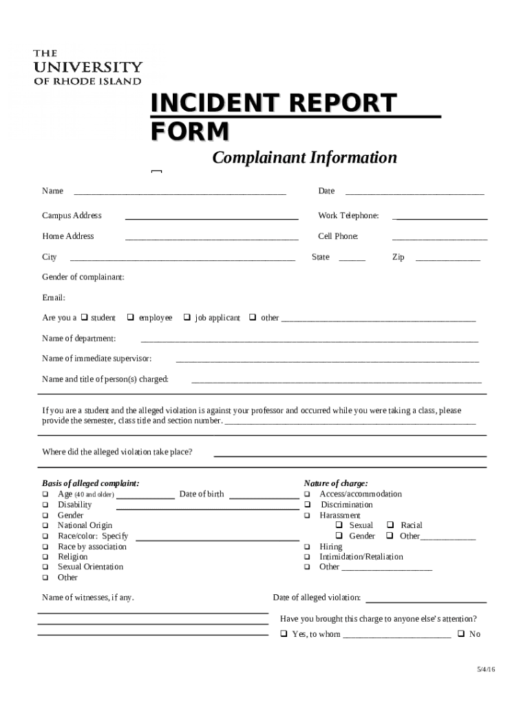 Discrimination, Harassment & Retaliation Complaint Doc Template | pdfFiller