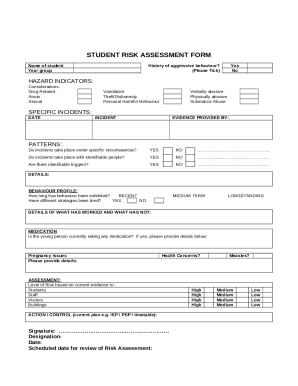 GUIDANCE ON USE OF PUPIL/STUDENT RISK ASSESSMENT Doc Template | pdfFiller