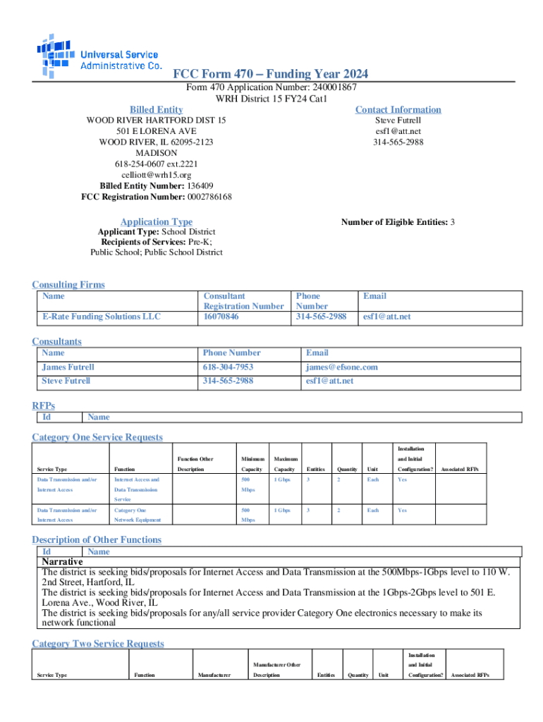 Fillable Online FCC Form 470 Funding Year 2024 Fax Email Print - pdfFiller