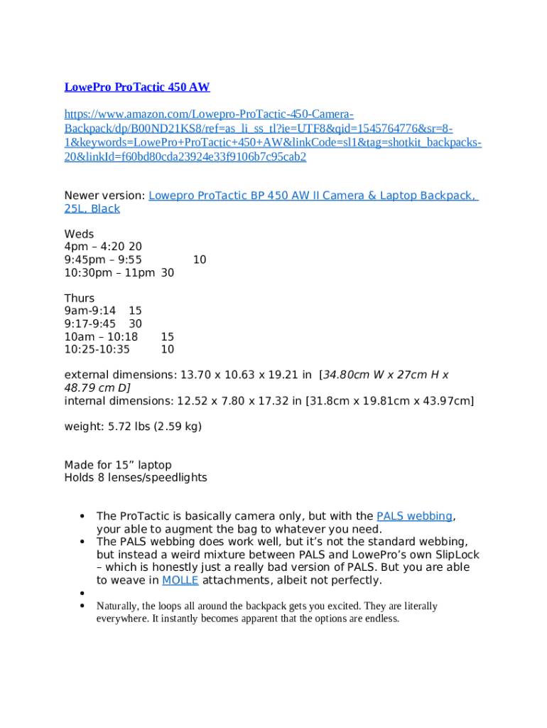 Lowepro ProTactic 450 AW II Black Pro Modular Backpack ... Doc Template ...