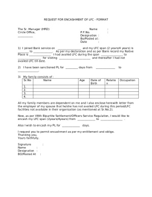 REQUEST FOR ENCASHMENT OF LFC - AT Doc Template | pdfFiller