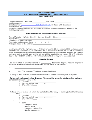Application Short-Term Mobility ... Doc Template | pdfFiller