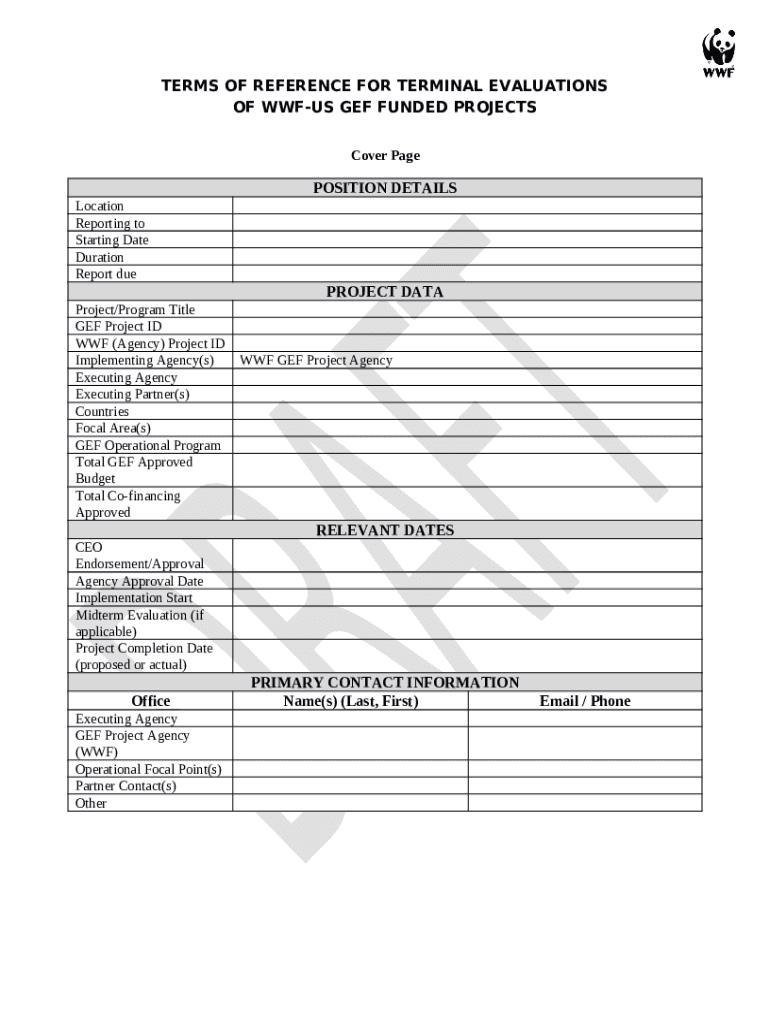 WWF GEF Agency Environmental and Social Management ... Doc Template | pdfFiller