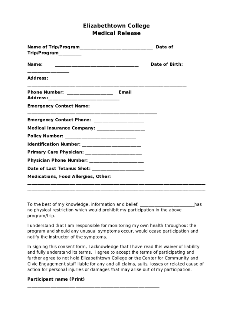 Elizabethtown College Student Wellness/Student Health ... Doc Template ...