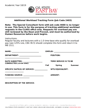 Additional Workload Tracking (Job Code 2403) Note Doc Template | pdfFiller