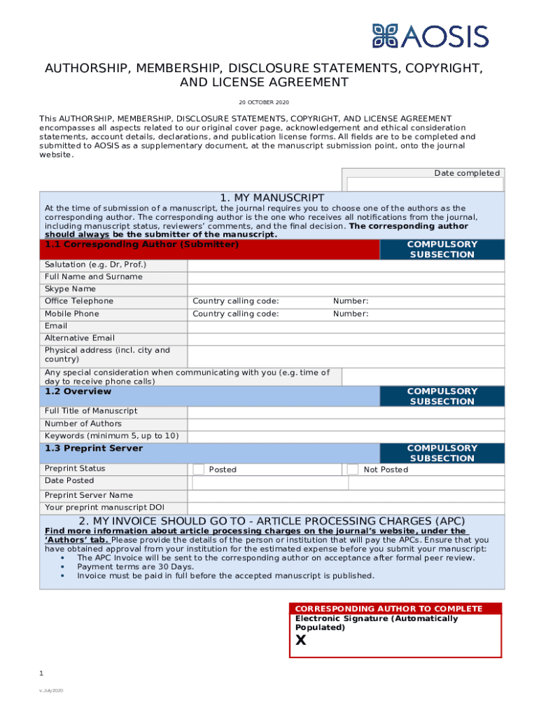 Authorship Responsibility and License Agreement Doc Template | pdfFiller