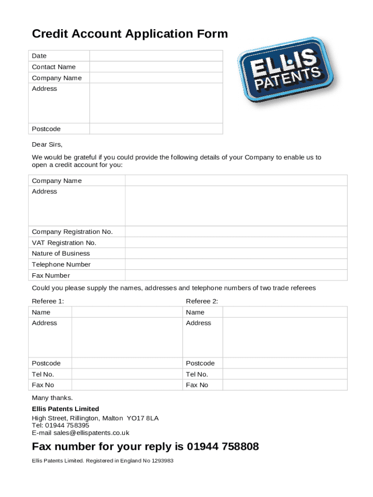 Application for Credit Template - Jot Doc Template | pdfFiller