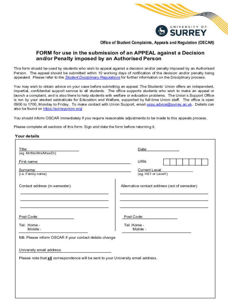 Fillable Online Appealing a Minor Offence Fax Email Print - pdfFiller
