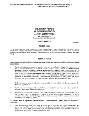 LT 0029 Infusion Pump Tender Doc Template | pdfFiller