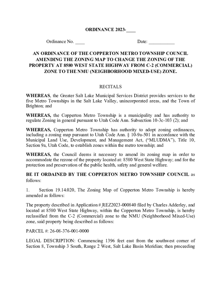 Fillable Online Ordinance Summary and Recommendation Fax Email Print - pdfFiller