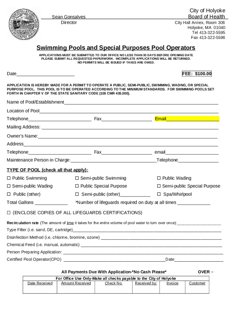 Public Swimming Pools, Spas, and Recreational Water Parks Doc Template ...