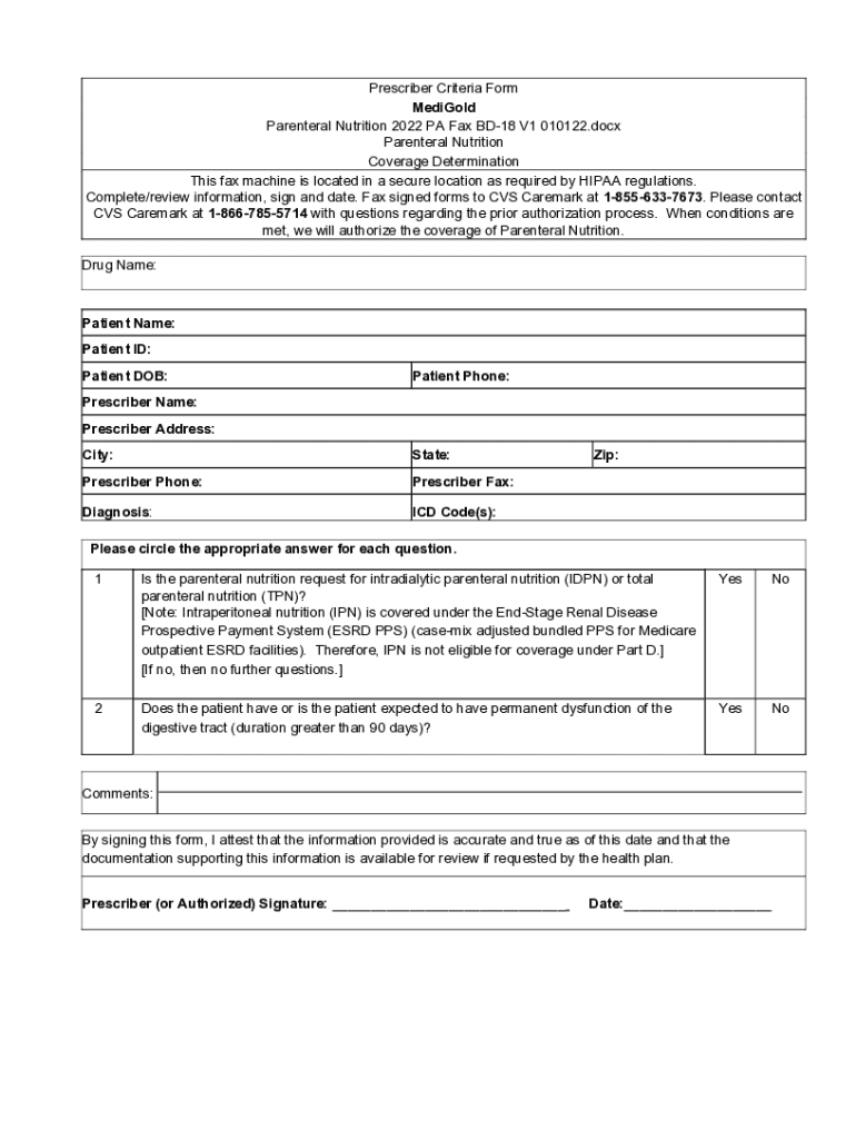 Fillable Online Article - Parenteral Nutrition (A58836) Fax Email Print ...