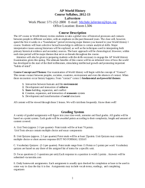 AP World History: Modern---Course Syllabus Doc Template | pdfFiller