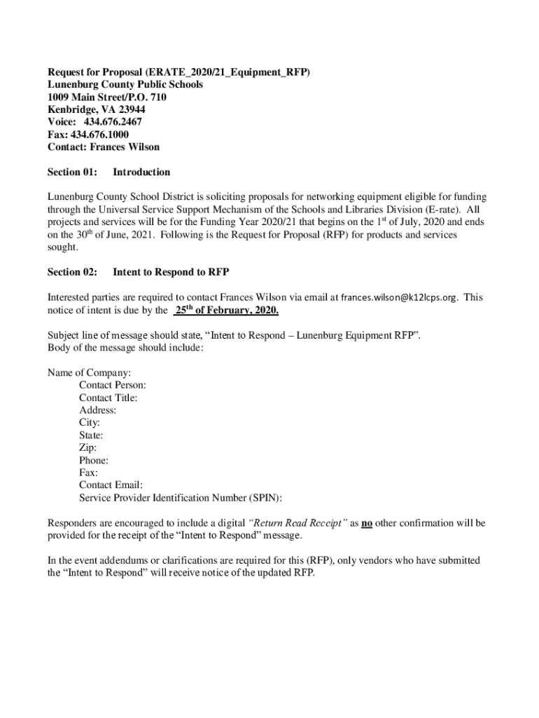 Fillable Online Request for Proposal (64005RFP) Fax Email Print - pdfFiller