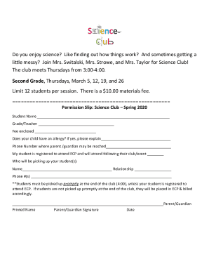 Fillable Online Club Permission Form / Overview Fax Email Print - pdfFiller