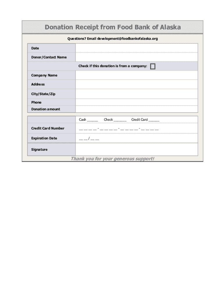 Fillable Online Free Food Donation Receipt Template - PDFWord Fax Email ...