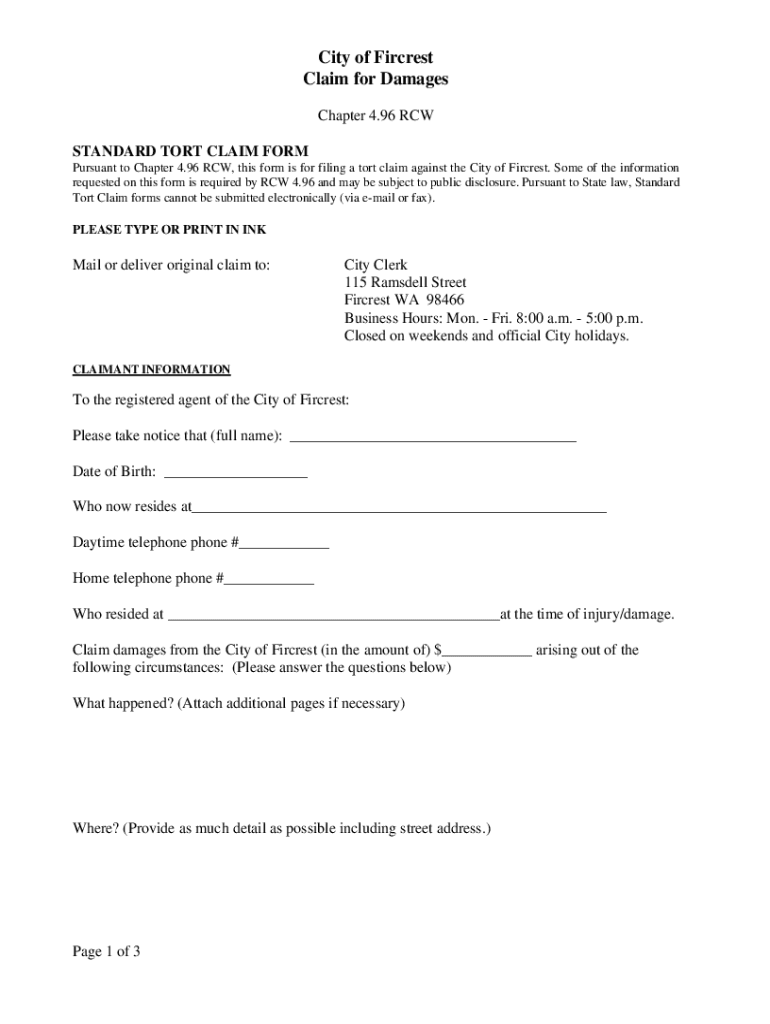 Fillable Online Tort-Claim-Form.pdf Fax Email Print - pdfFiller