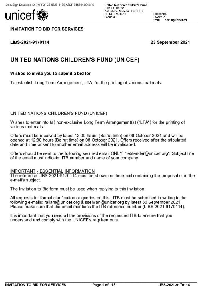 Fillable Online To establish Long Term Arrangement, LTA, for the ...