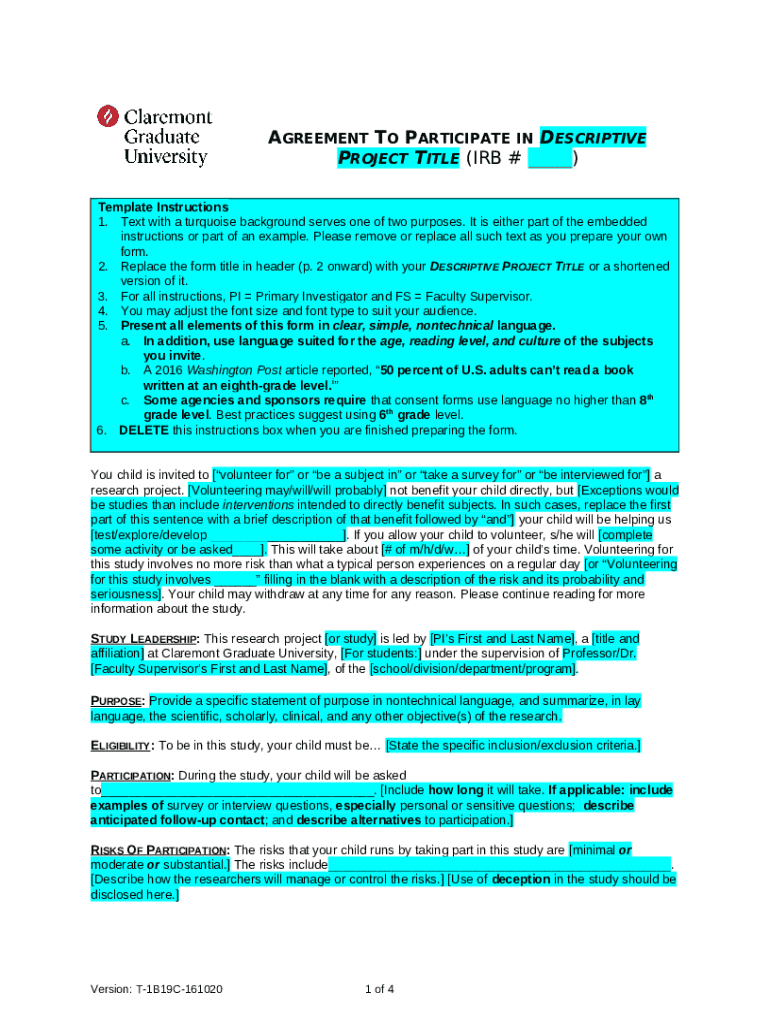 CGU Ined Parental Consent Template Doc Template | pdfFiller
