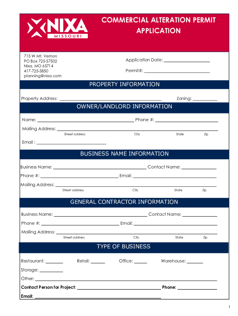 Fillable Online Commercial and Industrial Permits and Forms Fax Email ...