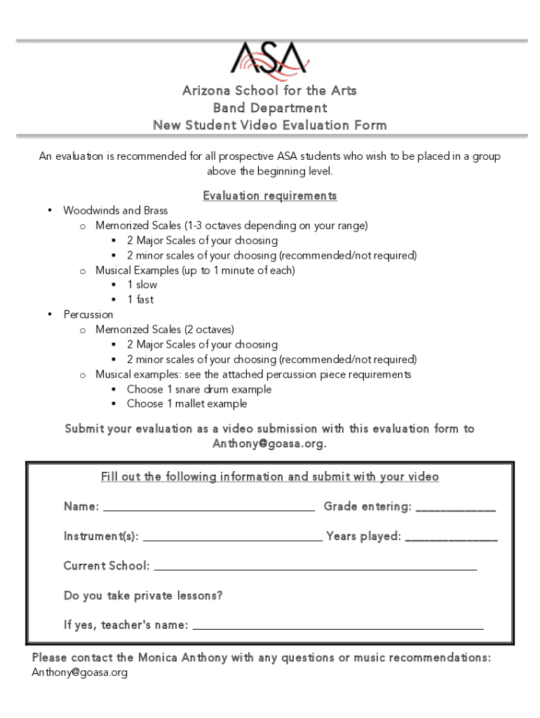 Fillable Online New Student Evaluation Form Fax Email Print - pdfFiller