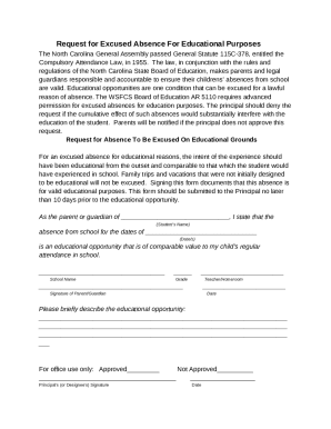 REQUEST-FOR-EXCUSED-ABSENCE-FOR- ... Doc Template | pdfFiller