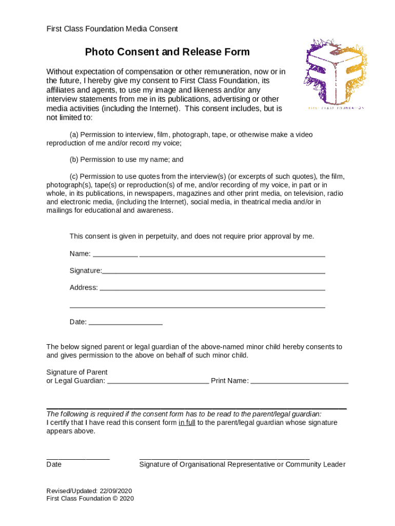 Photo Consent, Release & Waiver Doc Template | pdfFiller