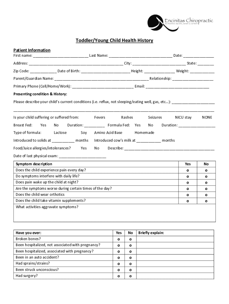 Fillable Online 2 YEARS PATIENT QUESTIONNAIRE Fax Email Print - pdfFiller