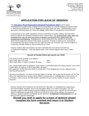 APPLICATION FOR LEAVE OF ABSENCE Should you wish to ... Doc Template ...
