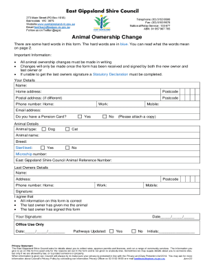 Fillable Online Animal Ownership Transfer Fax Email Print - pdfFiller