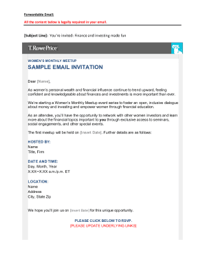 Fillable Online Women's Monthly Meetup Sample Email Invitation Fax ...