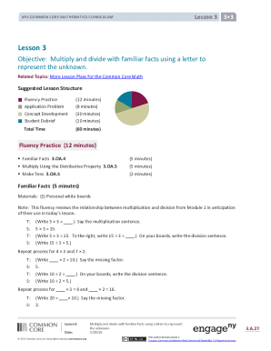 Fillable Online Eureka Math Grade 3 Module 3 Lesson 3 (updated ...