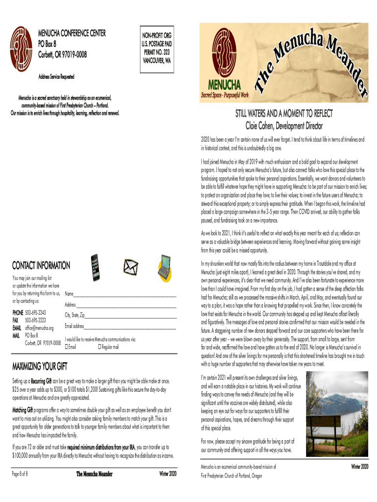 Fillable Online Menucha Retreat and Conference CenterSacred Space ...