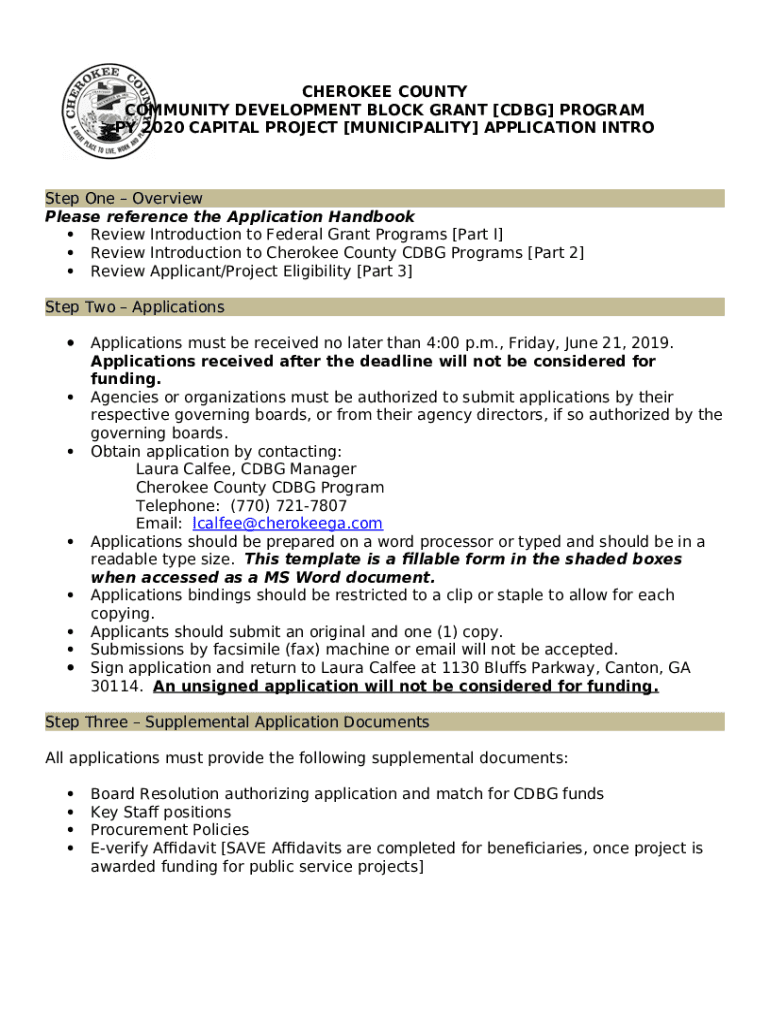 2024 CDBG Application Handbook ( ... Doc Template | pdfFiller