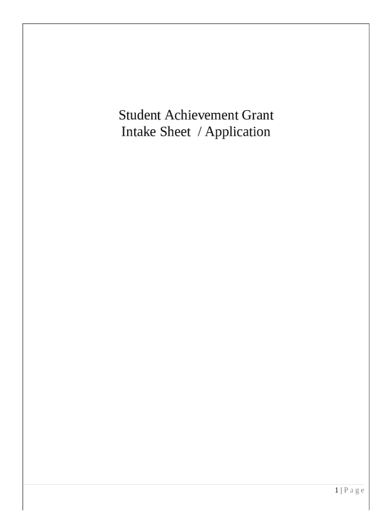 Student Achievement Grant Intake Sheet / Application Doc Template ...