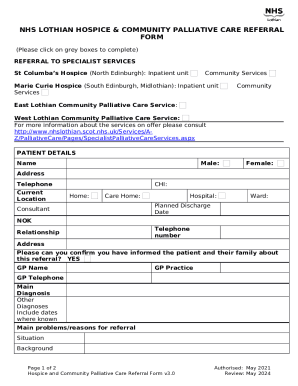 Hospice and community e-referral Doc Template | pdfFiller