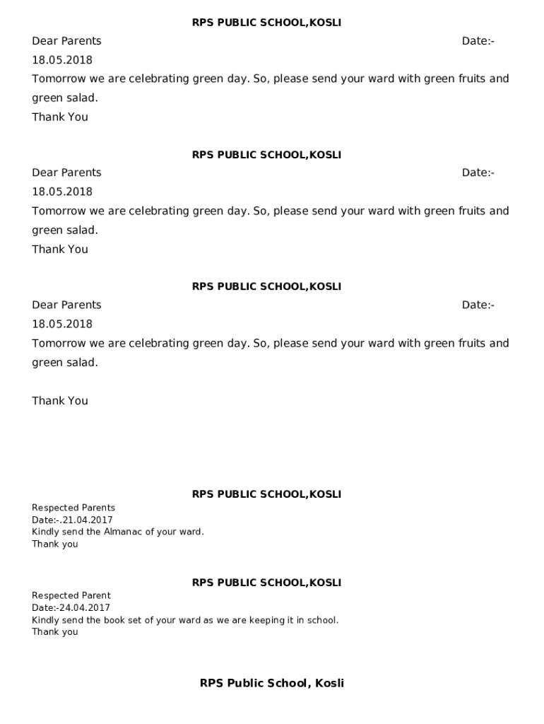 RPS PUBLIC SCHOOL,KOSLI Doc Template | pdfFiller