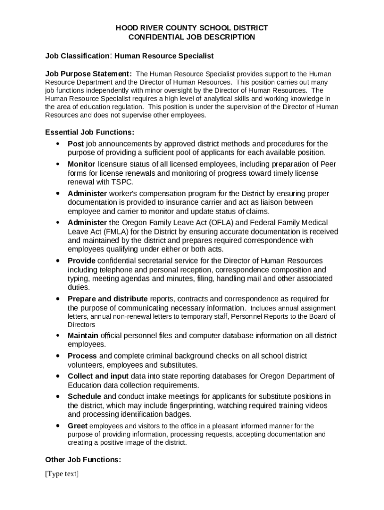 HR Projects Specialist - Job Descriptions - Human Resources Doc ...