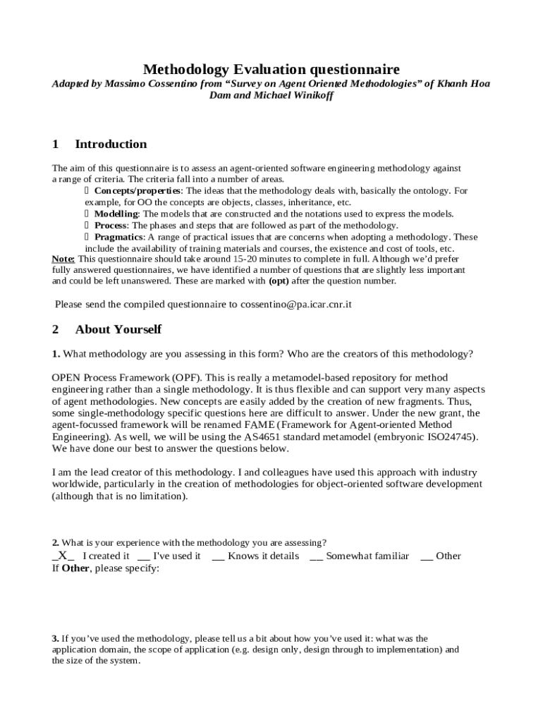 PASSI Evaluation questionnaire - ICAR Doc Template | pdfFiller