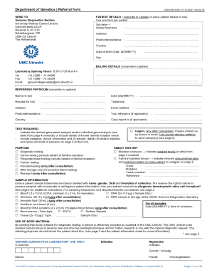 Fillable Online Department of Genetics Referral form Fax Email Print ...