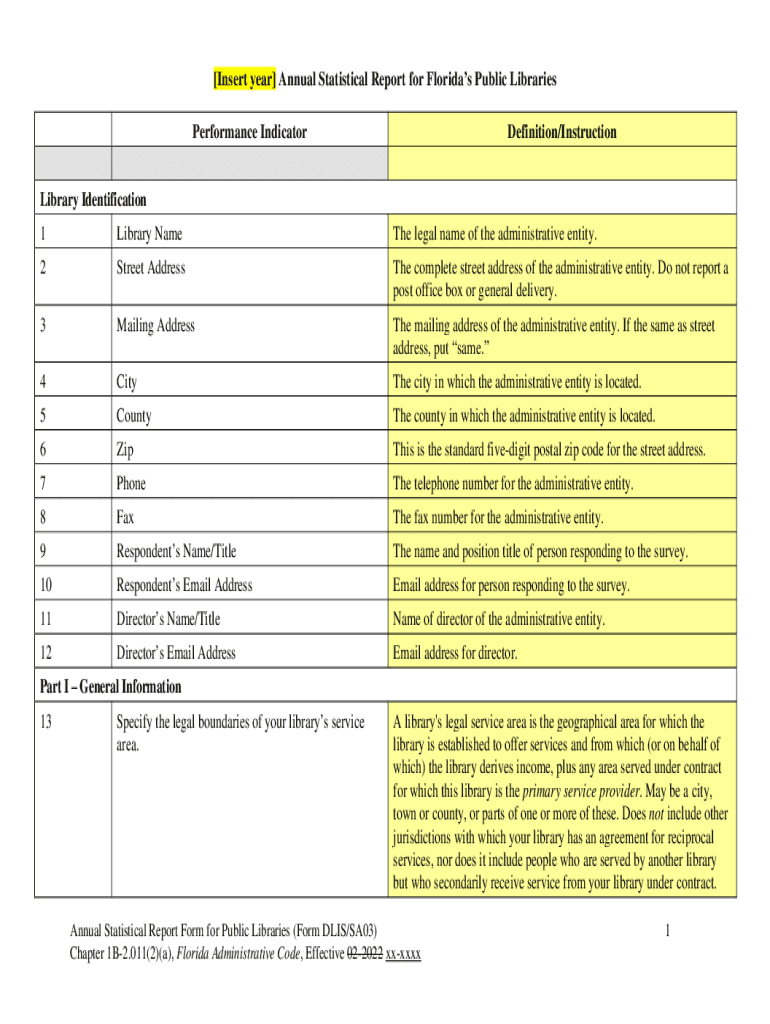 Fillable Online 20167 Annual Statistical Report Form for Florida's ...