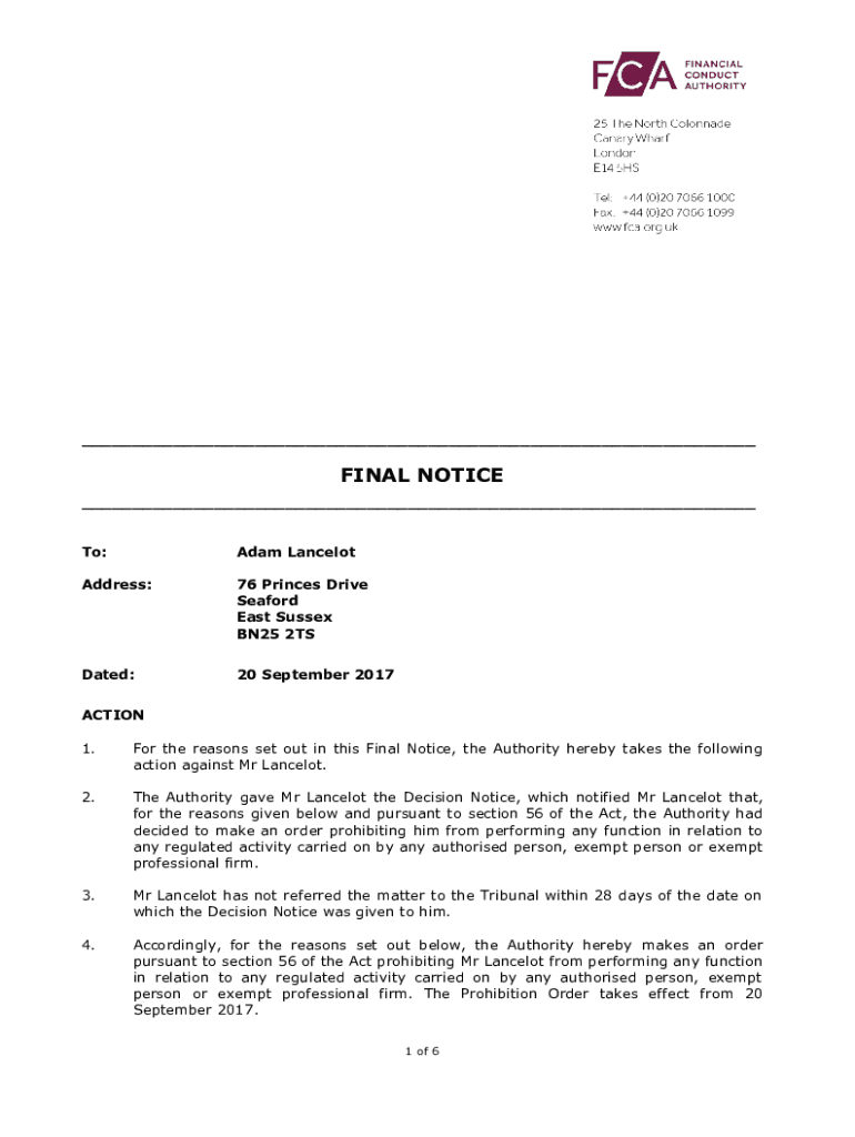 Fillable Online FINAL NOTICE To: Tesco plc Tesco Stores Limited Date ...