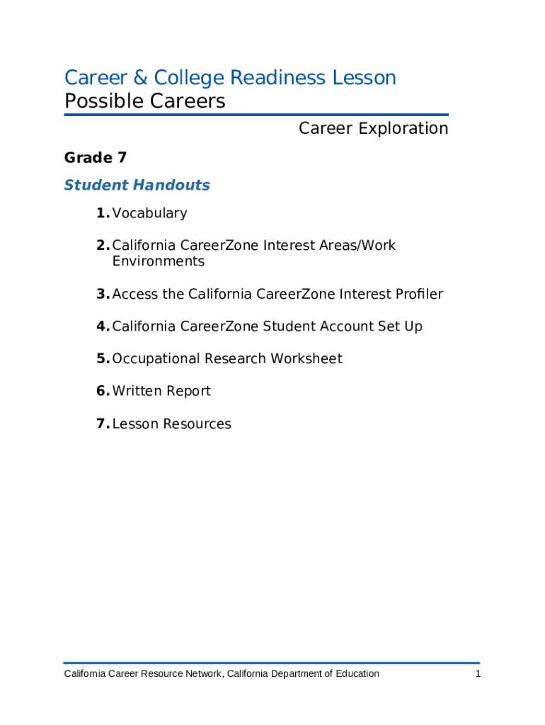 My Future Lifestyle - Career and College Readiness Plans Doc Template ...