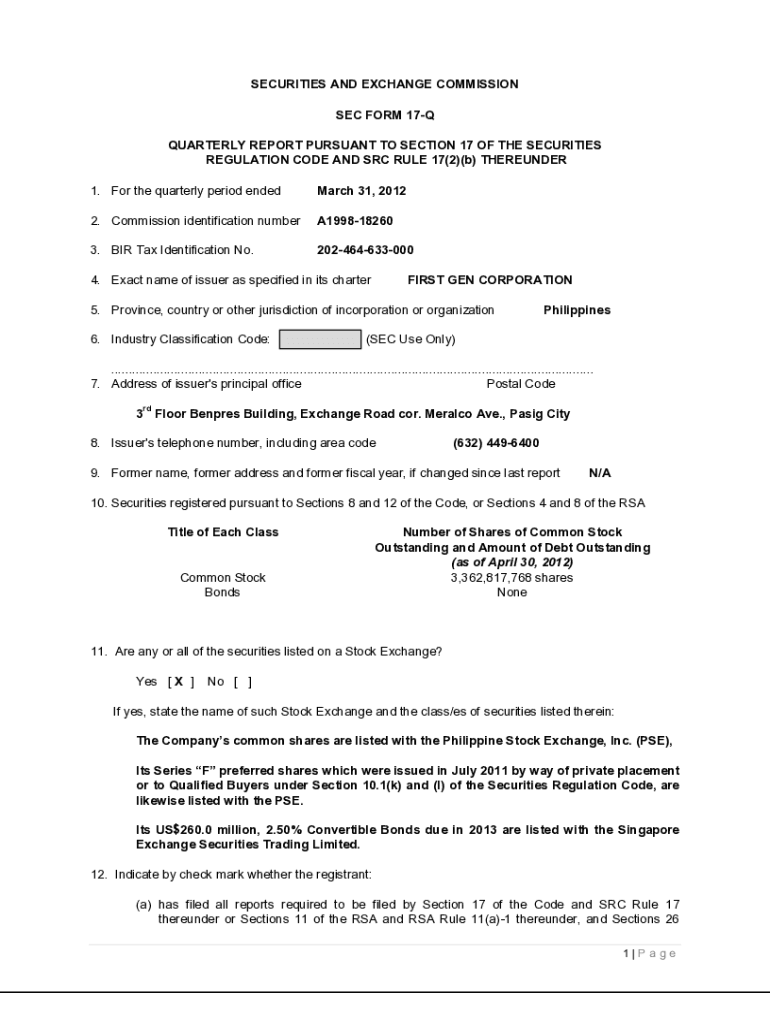 Fillable Online Download Cover Sheet Form For Securities And Exchange ...
