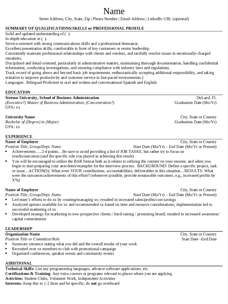 Chronological Resume Writing Guide Doc Template | pdfFiller