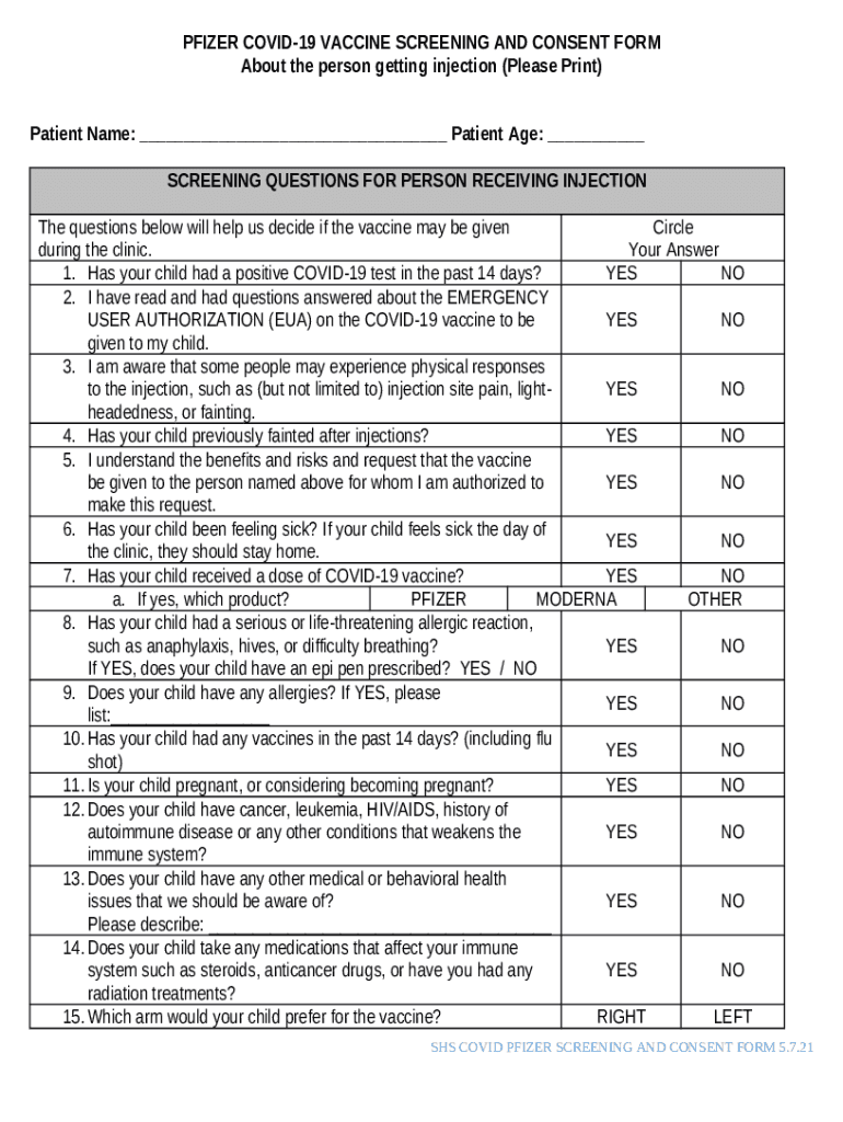 of 2 - Consent and Screening for ... Doc Template | pdfFiller
