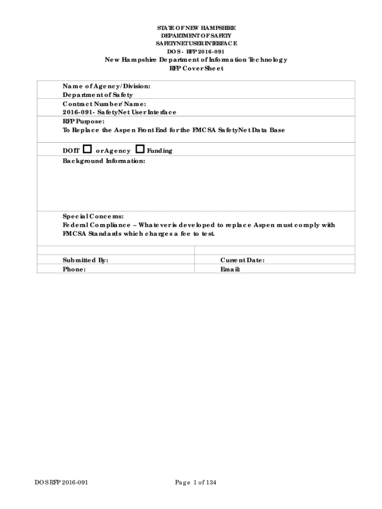 Fillable Online rfp template published by department of justice and Fax ...