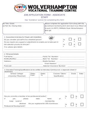 Education sections in an Job Application Doc Template | pdfFiller