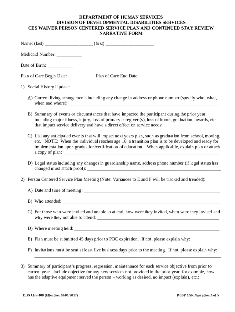 CES-108 PCSP CSR Narrative - humanservices arkansas Doc Template ...